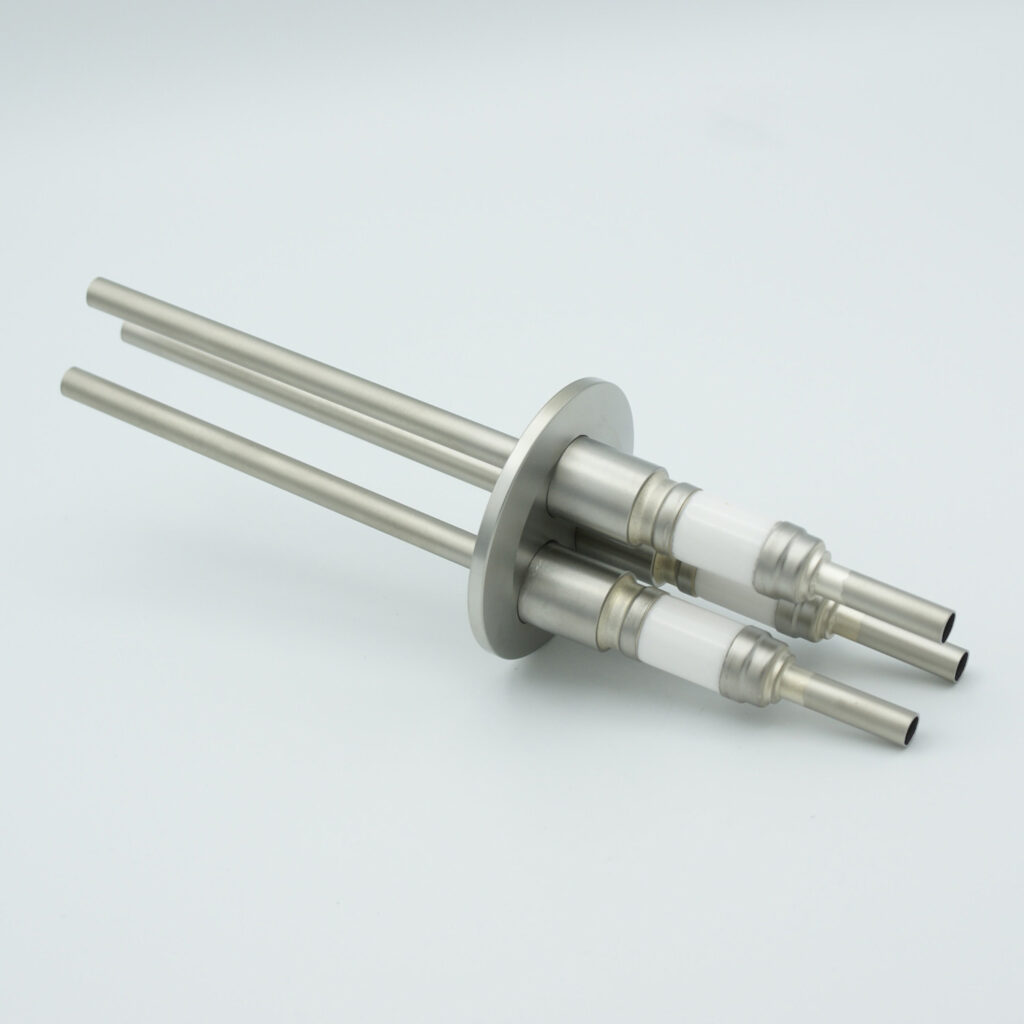 3 pin water cooled feedthrough 5000Volt DC stainless steel conductor ...