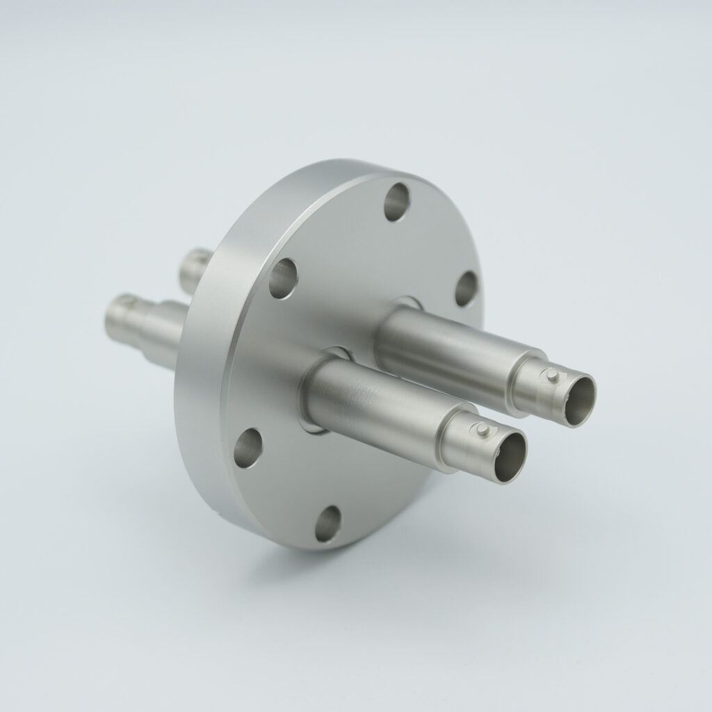 2 pin grounded shield SHV-5 Coaxial double ended feedthrough, DN40CF A10959-2-CF - Demaco