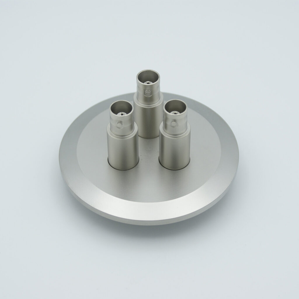 3 of grounded shield exposed SHV-10, 5 Amp 10000 VDC feedthrough ...